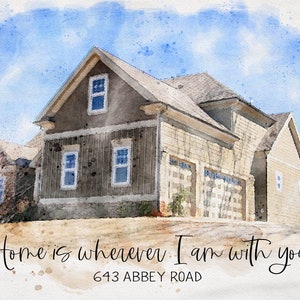 Custom Home Portrait Sign, Watercolor Home Sign, Watercolor Home ...