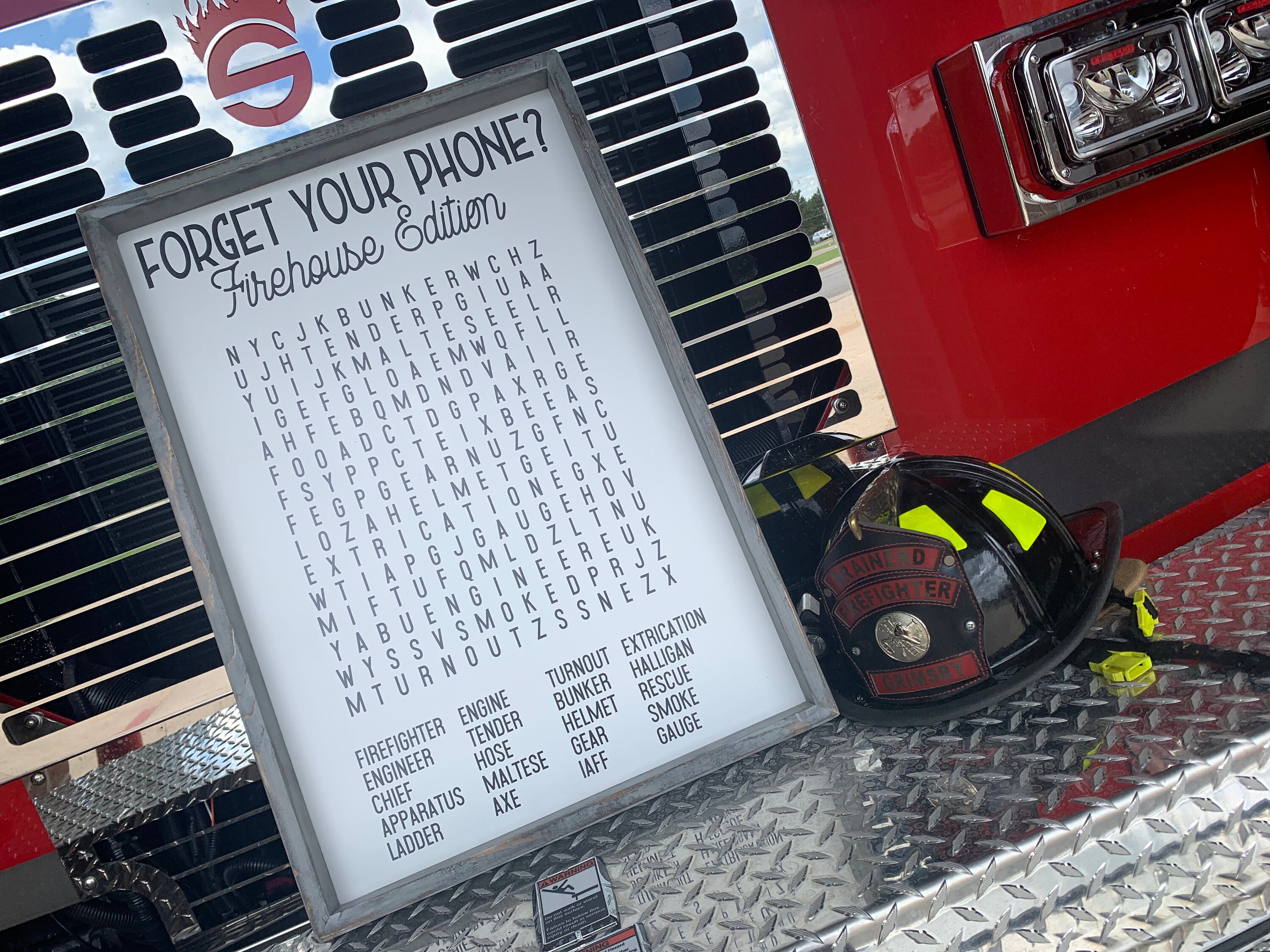 Firehouse Bathroom Word Search Wooden Sign Bathroom Decor | Etsy