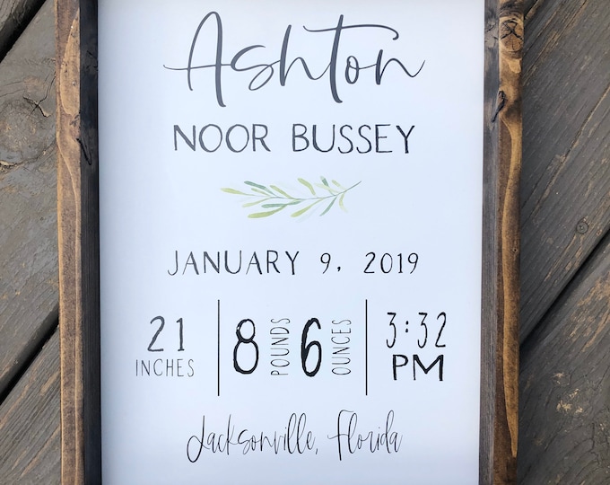 Birth Stats Wood Sign, Birth Announcement Sign, Baby Wooden Sign, Birth ...