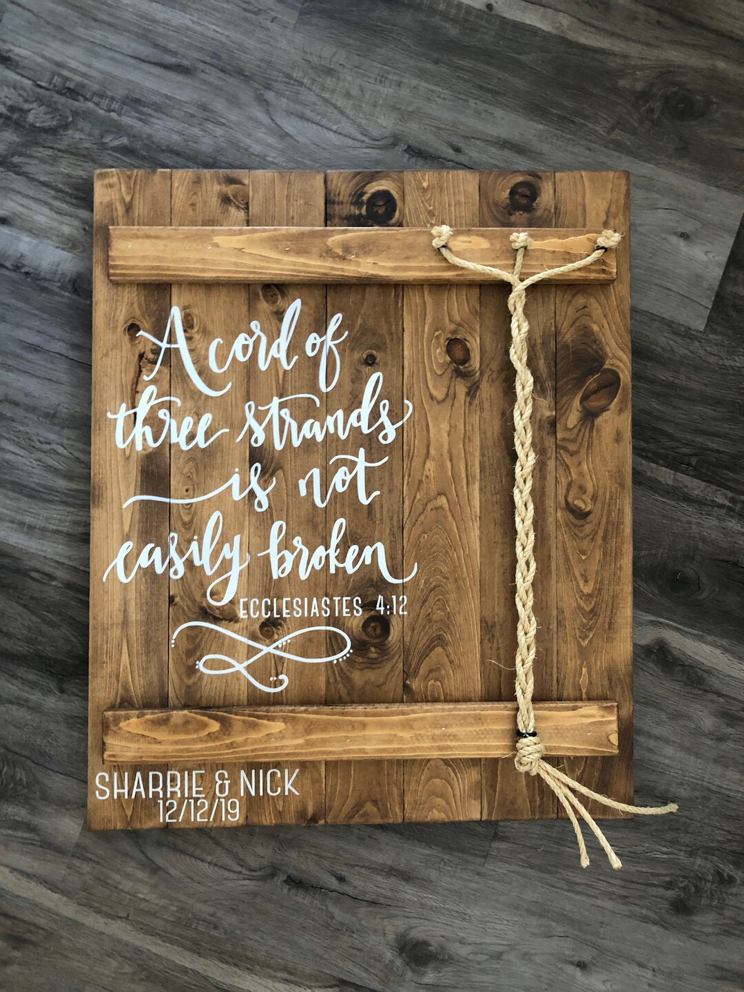 A Cord of Three Strands Sign, A Cord of 3 Strands, Ecclesiastes 4:9-12 ...