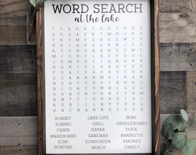 Lake Word Search Wooden Sign Bathroom Decor Lake Wooden - Etsy