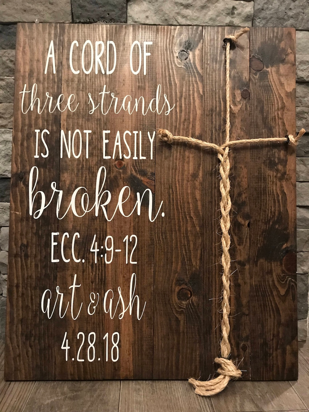 A Cord of Three Strands Sign, A Cord of 3 Strands, Ecclesiastes 4:9-12 ...