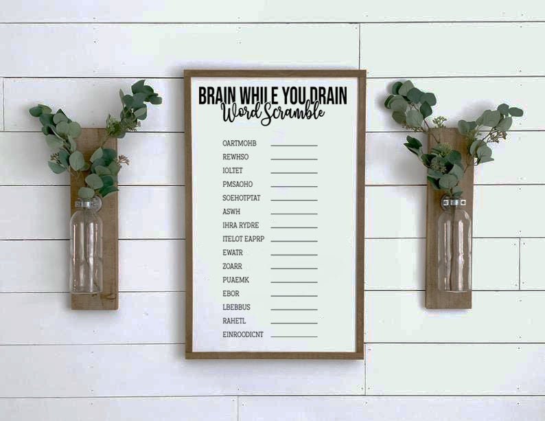 Word Scramble Bathroom Word Search Wooden Sign, Bathroom Decor, Funny ...