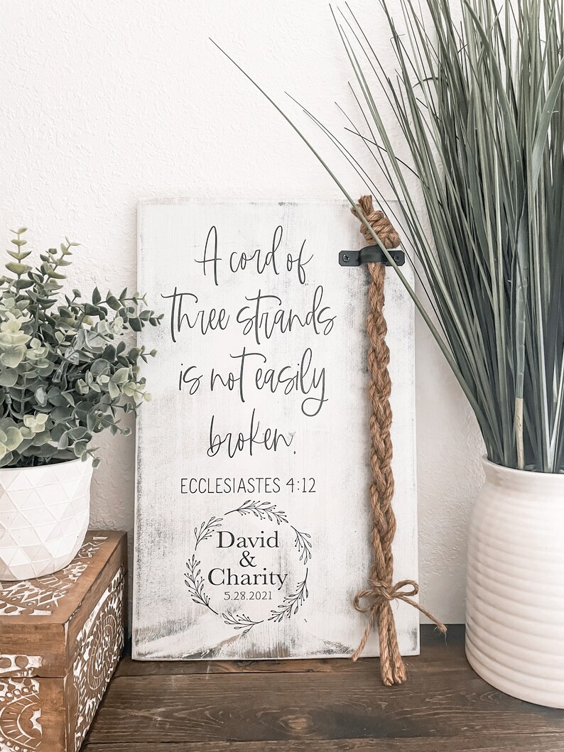 A Cord of Three Strands Sign, A Cord of 3 Strands, Ecclesiastes 4:9-12 ...