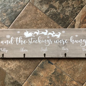 And the Stockings Were Hung Wooden Sign, Stocking Holder Sign, Wooden ...