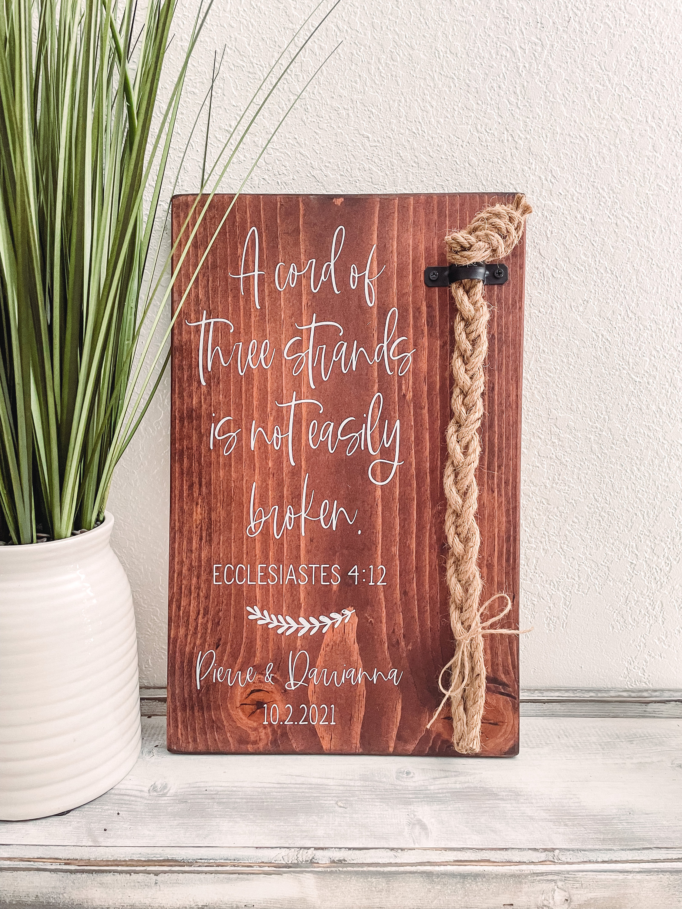 A Cord of Three Strands Sign A Cord of 3 Strands | Etsy