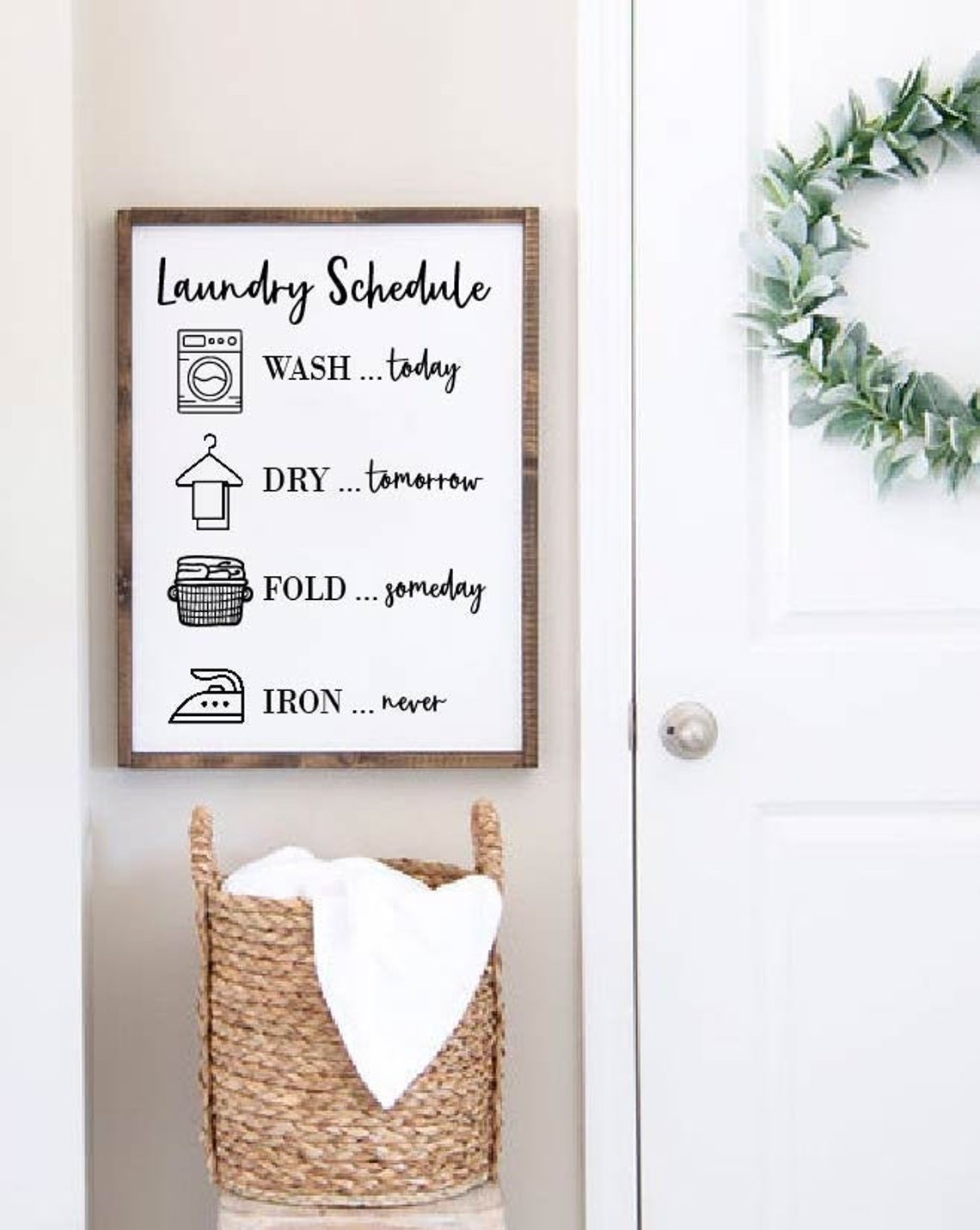 Laundry Schedule Wooden Sign Laundry Room Decor Laundry | Etsy