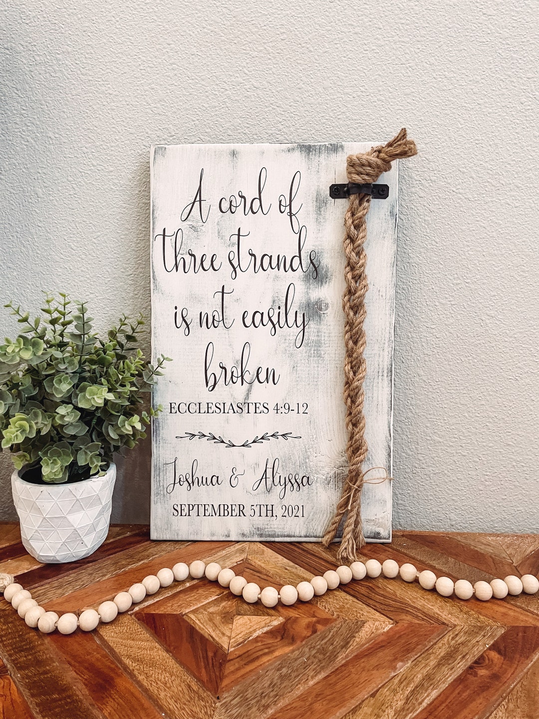 A Cord of Three Strands Sign, A Cord of 3 Strands, Ecclesiastes 4:9-12 ...