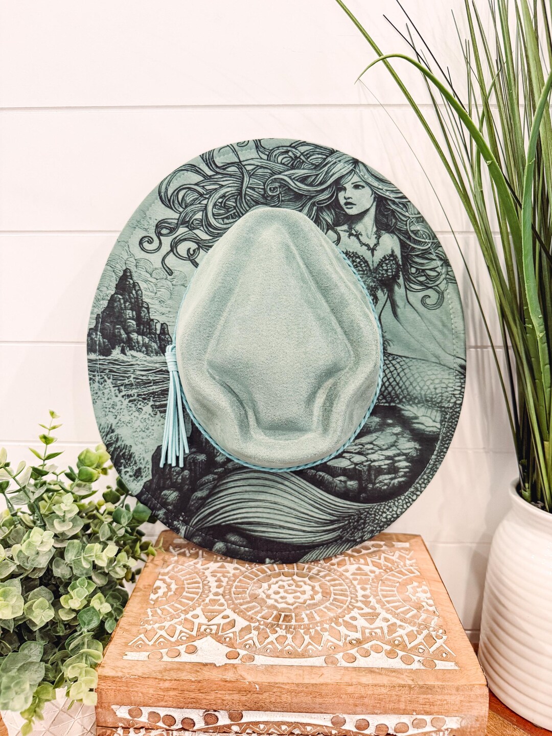 Mermaid Burned Hat, Ocean Theme Hat, Ocean Hat, Arrow Crown Mermaid Hat ...