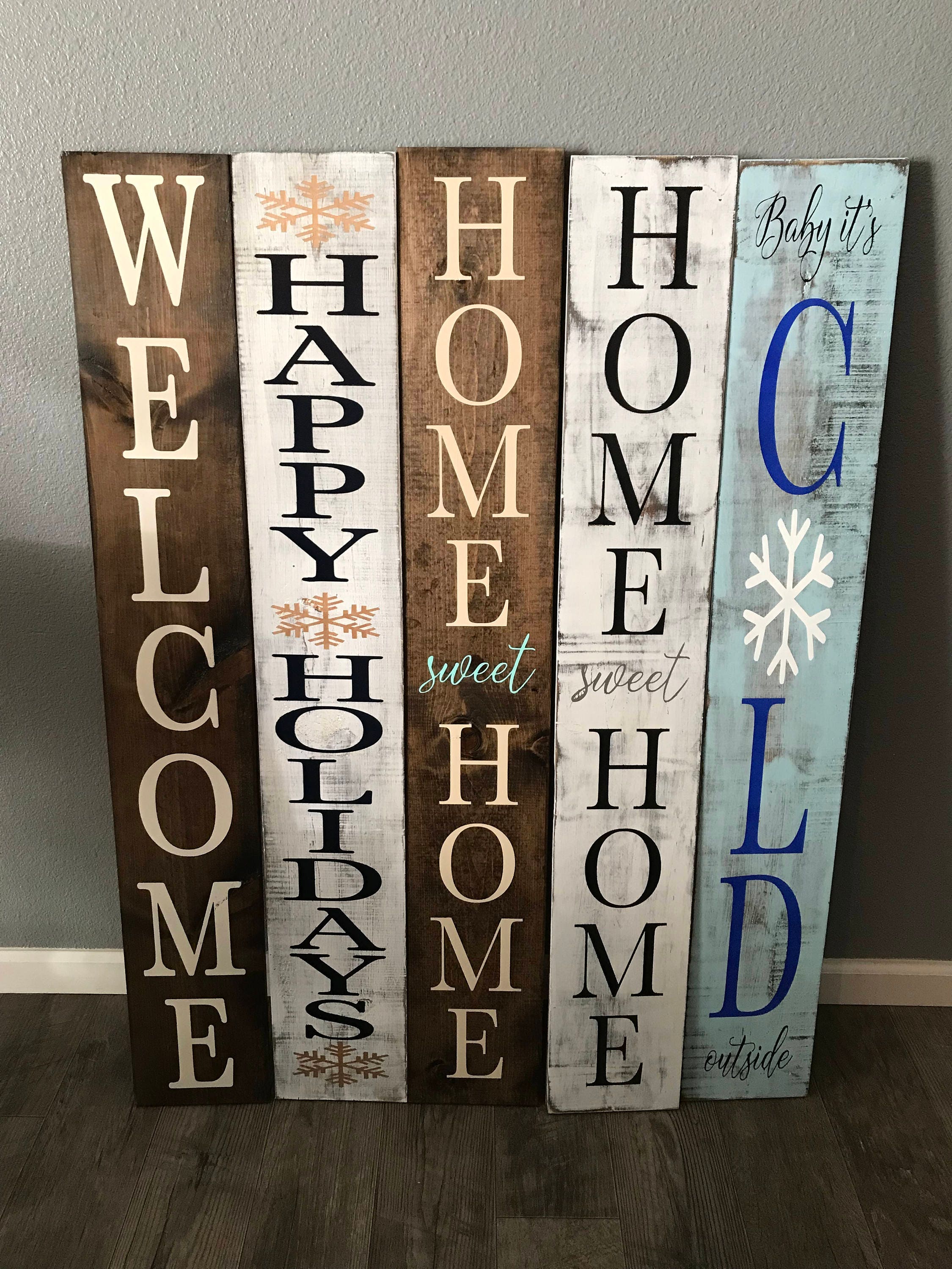 Reversible Winter Sign, Welcome Sign, Reversible Holiday Sign ...
