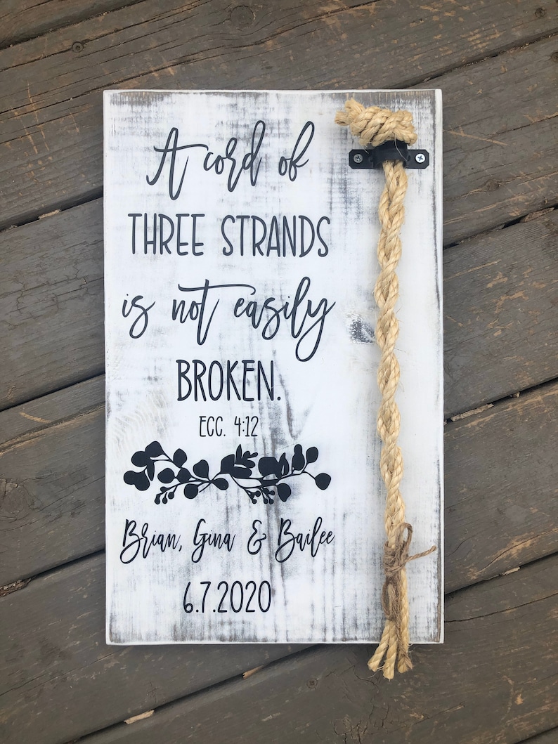 A Cord of Three Strands Sign, A Cord of 3 Strands, Ecclesiastes 4:9-12 ...