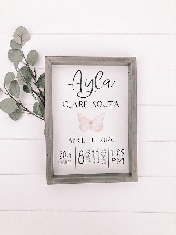 Birth Stats Wood Sign Birth Announcement Sign Baby Wooden | Etsy