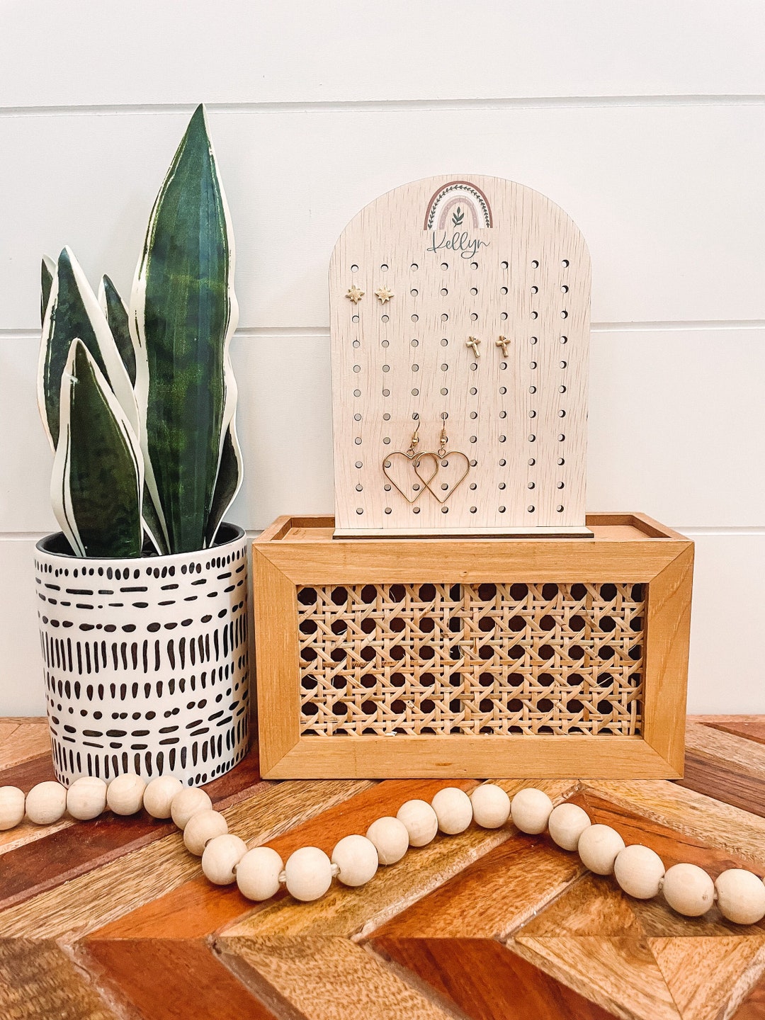 Arched Earring Holder, Boho Earring Stand, Wooden Earring Display ...