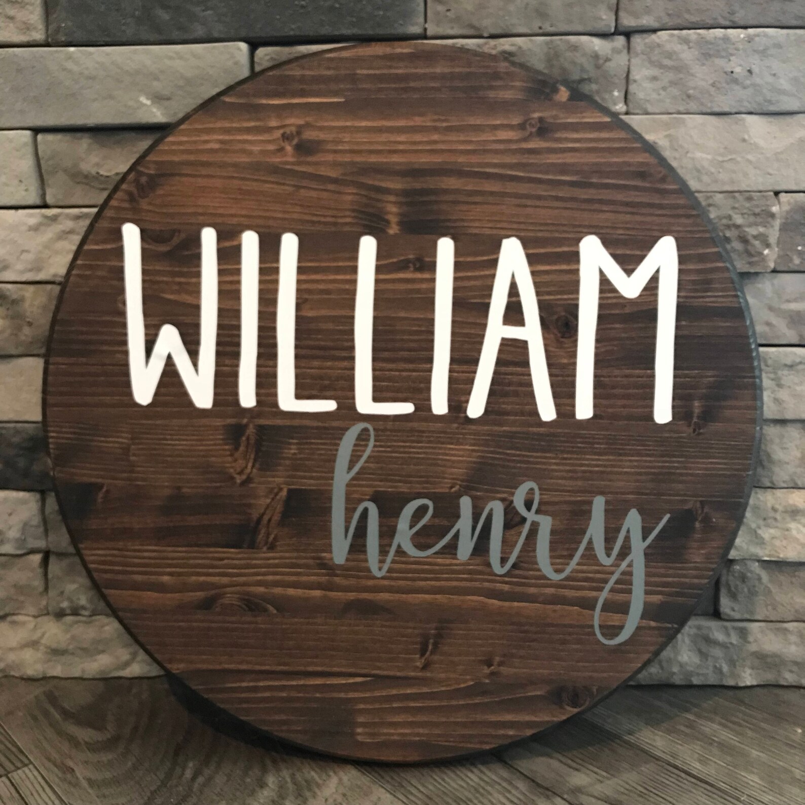 Round Baby Name Sign, Wooden Nursery Sign, Newborn Photography Prop ...