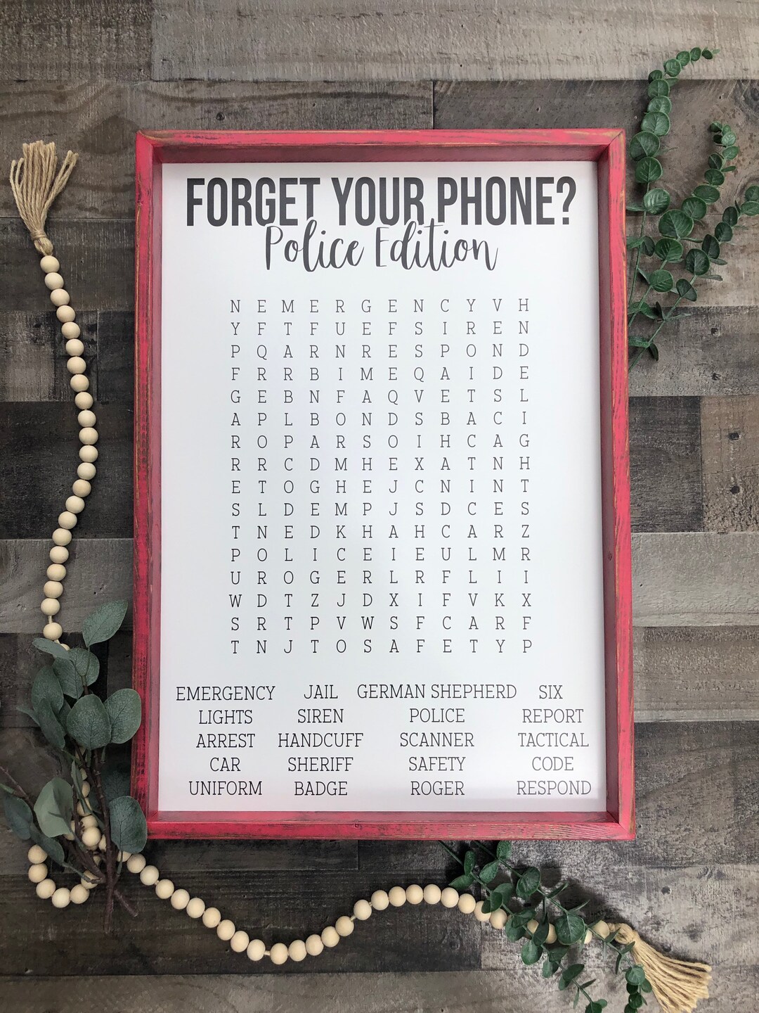 Police Bathroom Word Search Wooden Sign, Bathroom Decor, Police Sign ...