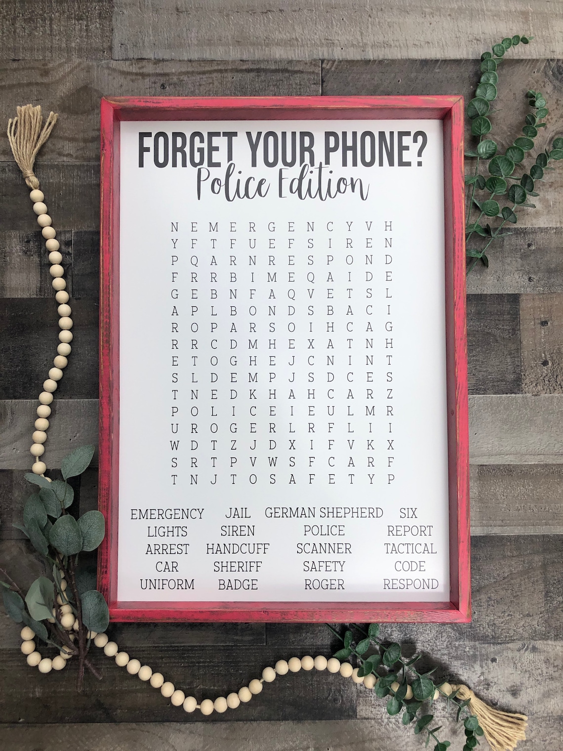 Police Bathroom Word Search Wooden Sign, Bathroom Decor, Police Sign ...