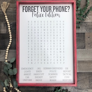 Police Bathroom Word Search Wooden Sign, Bathroom Decor, Police Sign ...