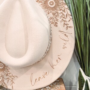 Aztec Leave Her Wild Floral Burned Hat, Floral Engraved Cowboy Hat ...