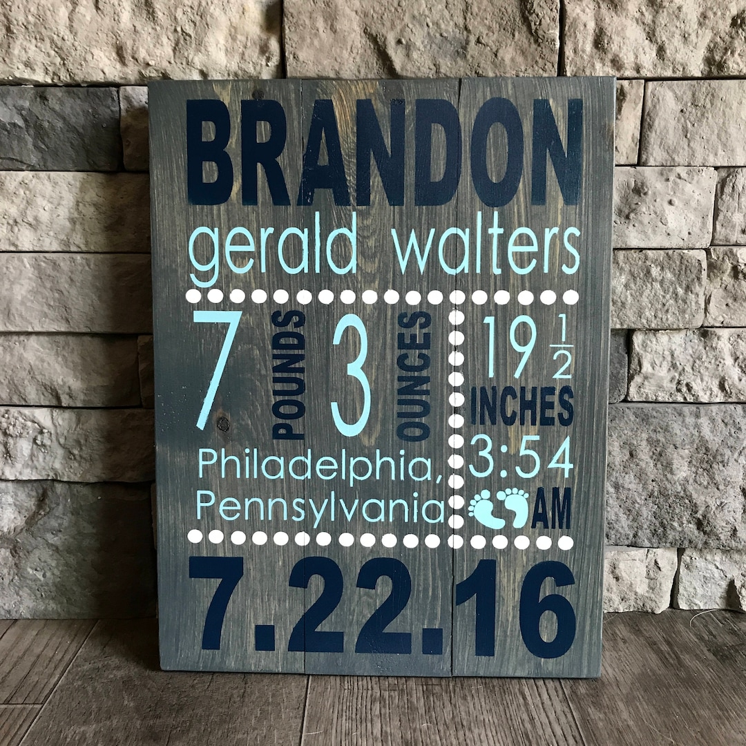 Birth Stats Wood Sign, Birth Announcement Sign, Baby Wooden Sign, Birth ...