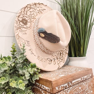 Floral Burned Hat, Floral Engraved Cowboy Hat, Sunflower Hat, Sunflower ...