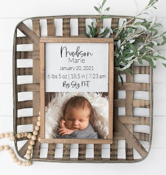 Birth Stats Wood Sign Birth Announcement Sign Baby Wooden - Etsy