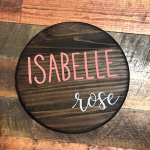 Round Baby Name Sign, Wooden Nursery Sign, Newborn Photography Prop ...