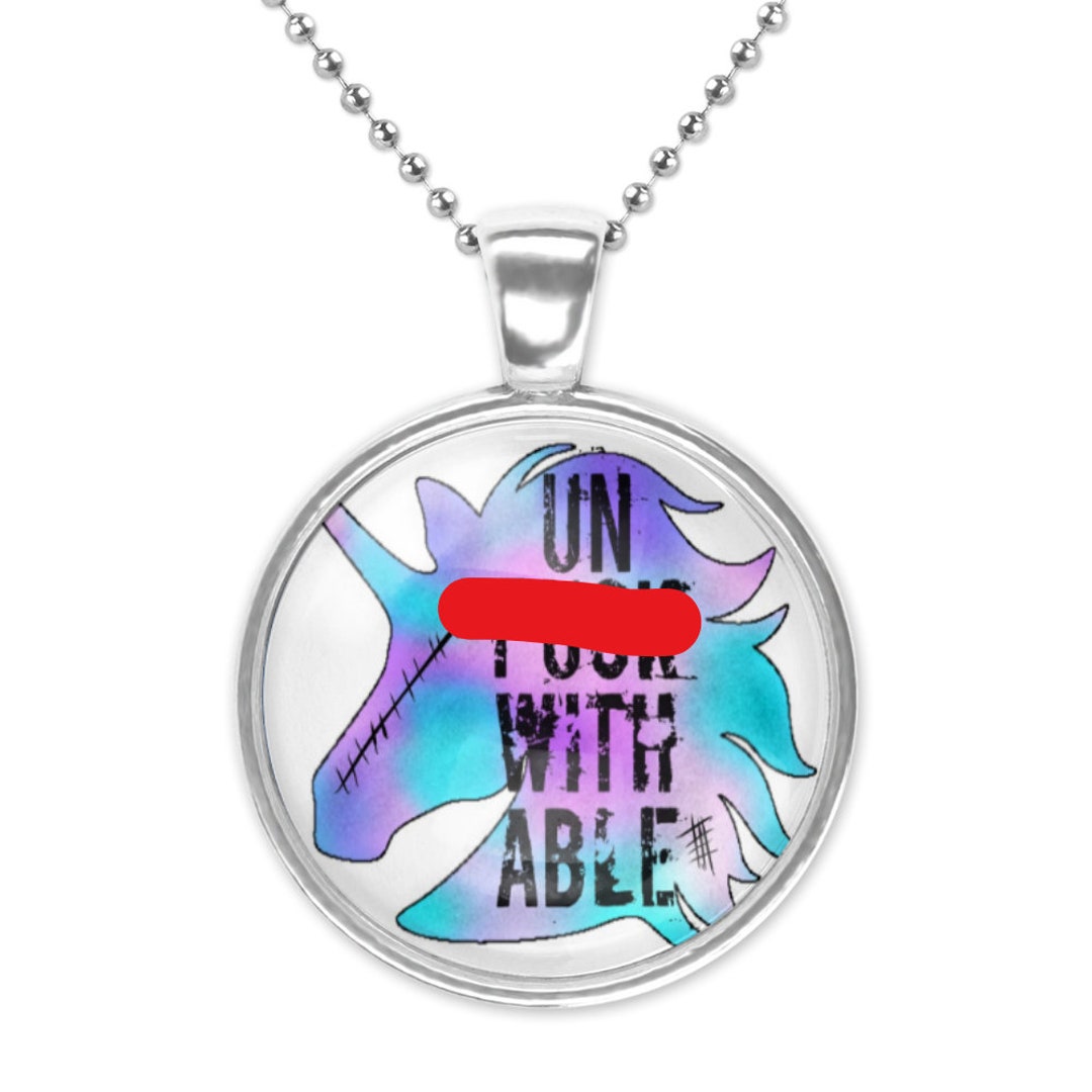 Rainbow Tie Dye Unicorn Unfuckwithable Stitches Adult Humor 1" Glass ...