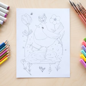 Robin Dance Printable Colouring Page Colouring Sheet | Etsy