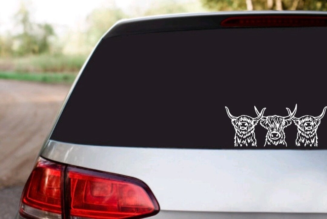 3 Highland Cows Bumper Sticker Car Decal-laptop Sticker Tumbler Sticker ...
