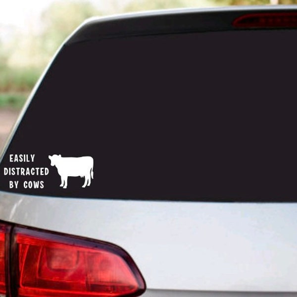 Easily Distracted by Cows Car Sticker - Etsy