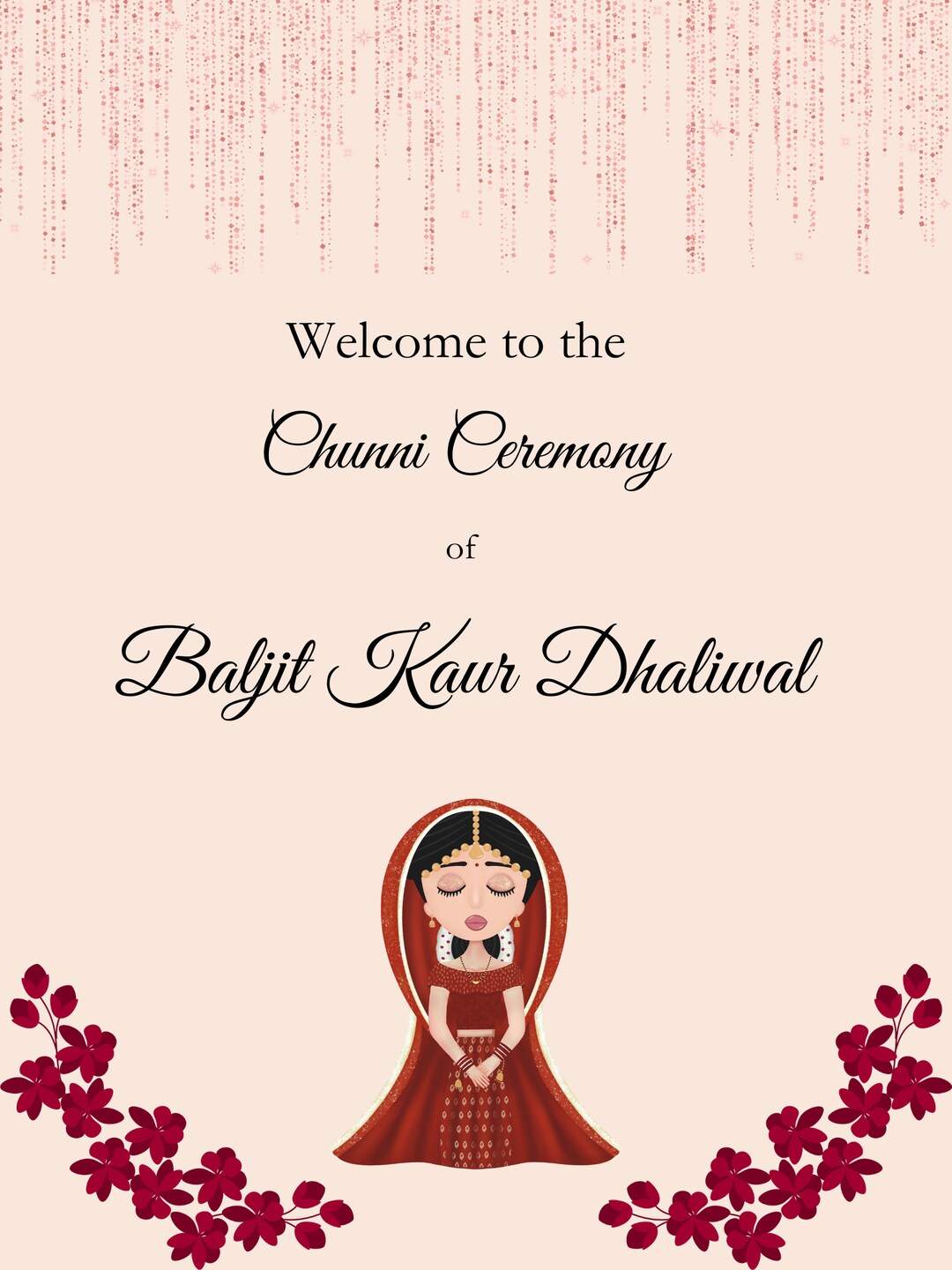Chunni Ceremony Sikh Wedding Punjabi Wedding 18x24 Vertical Digital ...