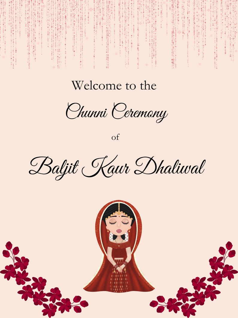 Chunni Ceremony Sikh Wedding Punjabi Wedding 18x24 Vertical Digital ...