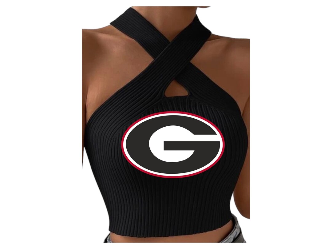 Personalized Custom College Crisscross Cut Out Halter Knit Crop Top ...