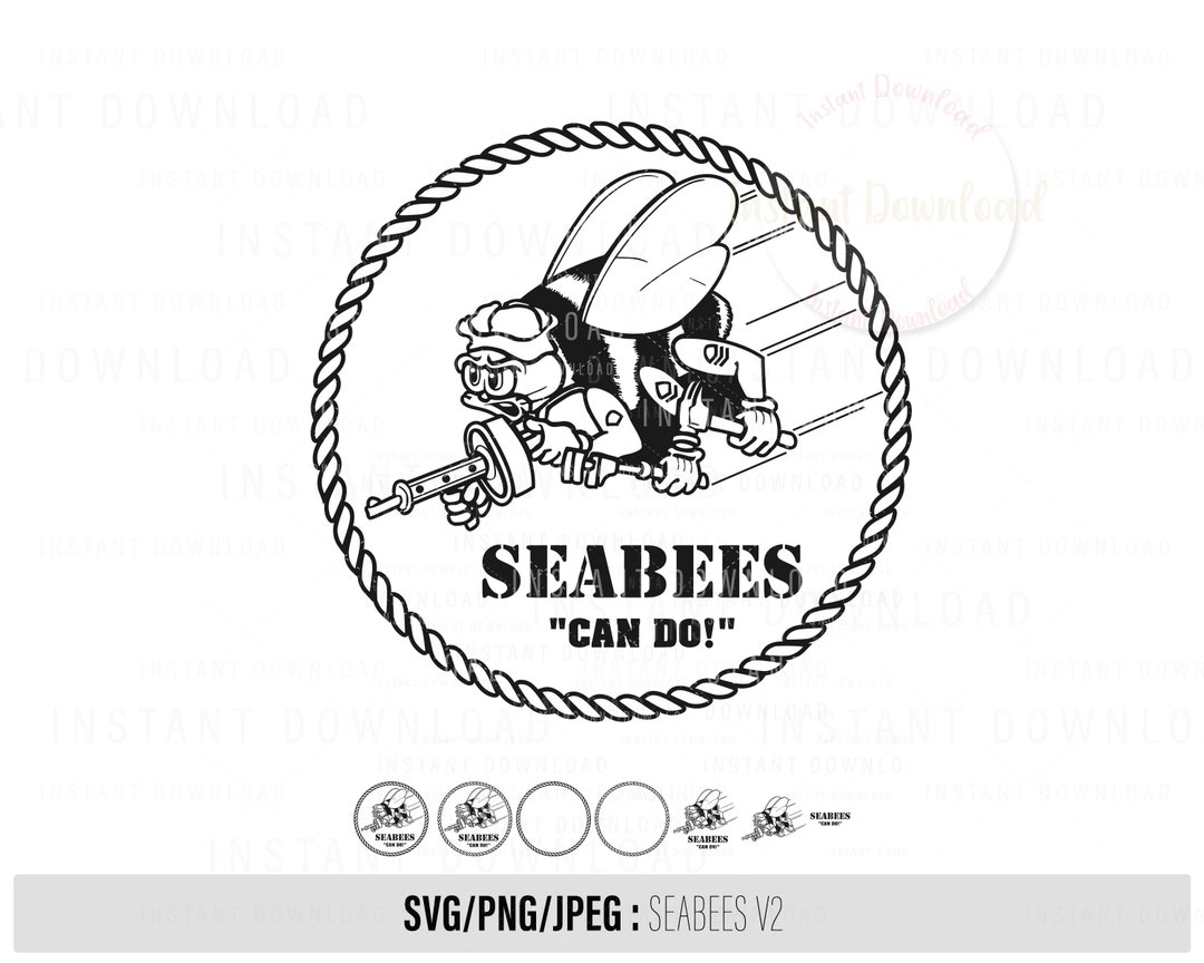 US Navy Seabees Insignia/sea Bees Logo/sea Beas Can Do/navy/ Digital ...