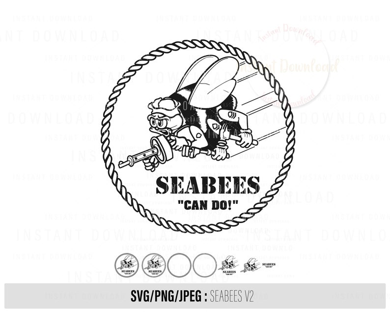 US Navy Seabees Insignia/sea Bees Logo/sea Beas Can Do/navy/ Digital ...