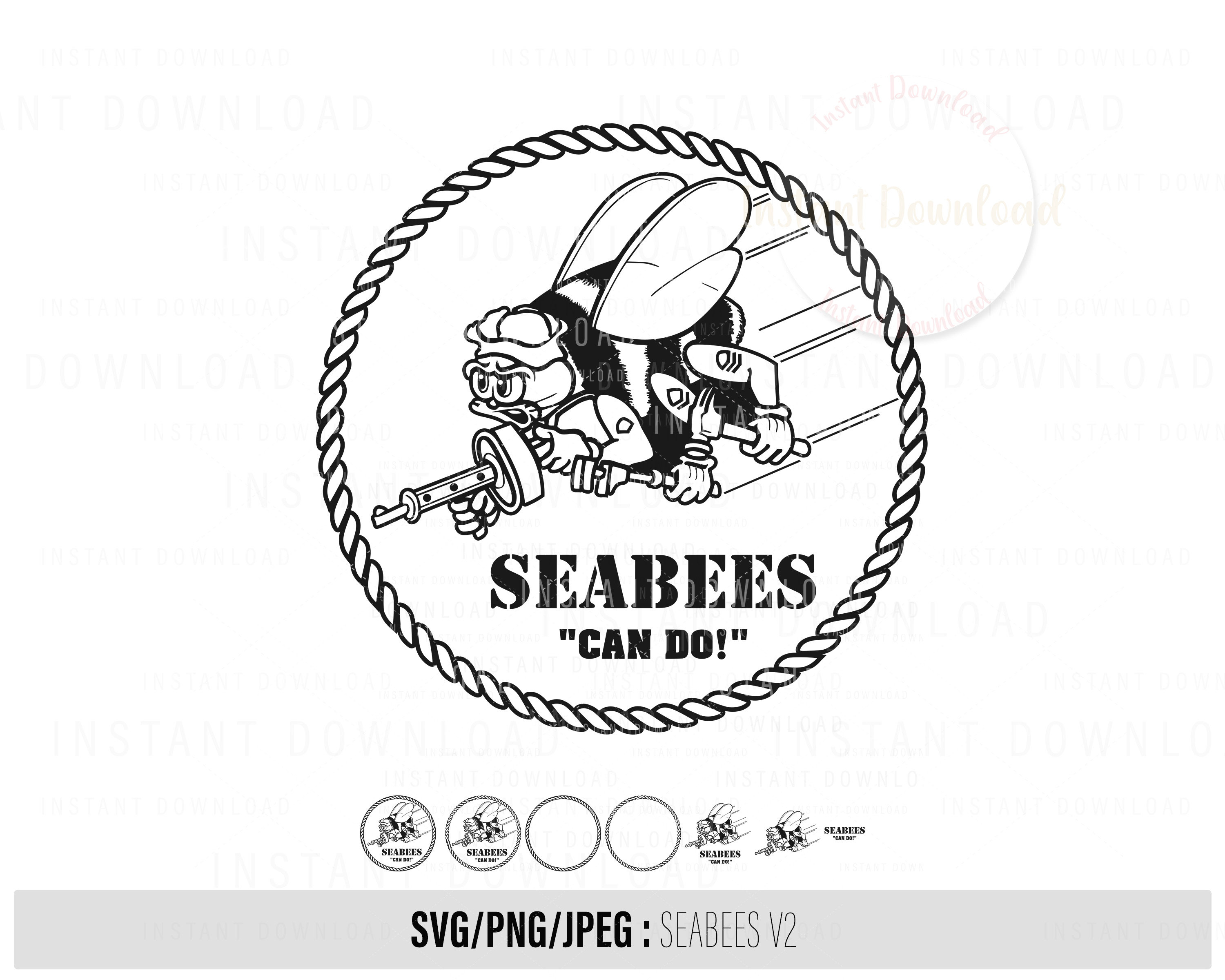 US Navy Seabees Insignia/sea Bees Logo/sea Beas Can Do/navy/ Digital ...