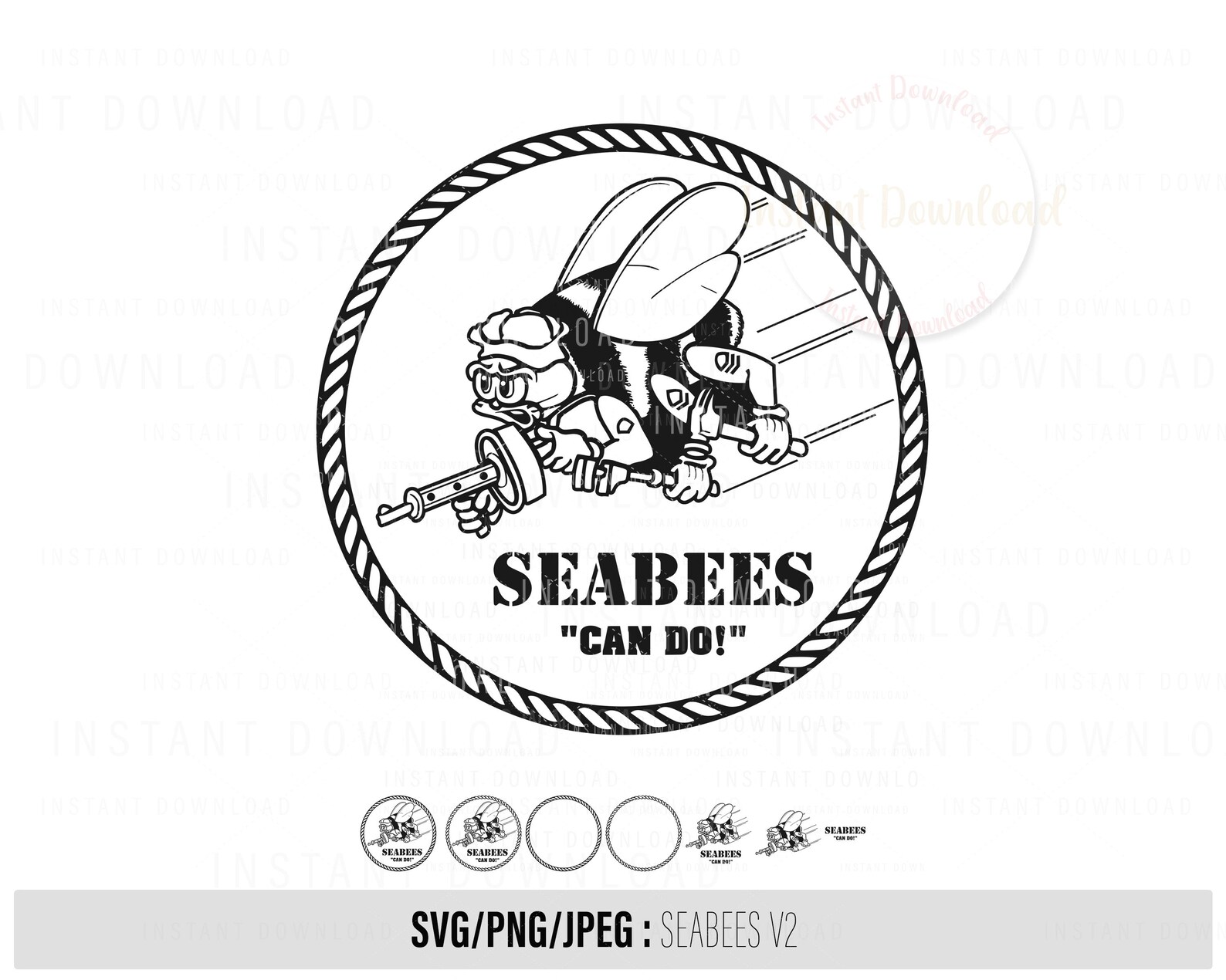 US Navy Seabees Insignia/sea Bees Logo/sea Beas Can Do/navy/ Digital ...