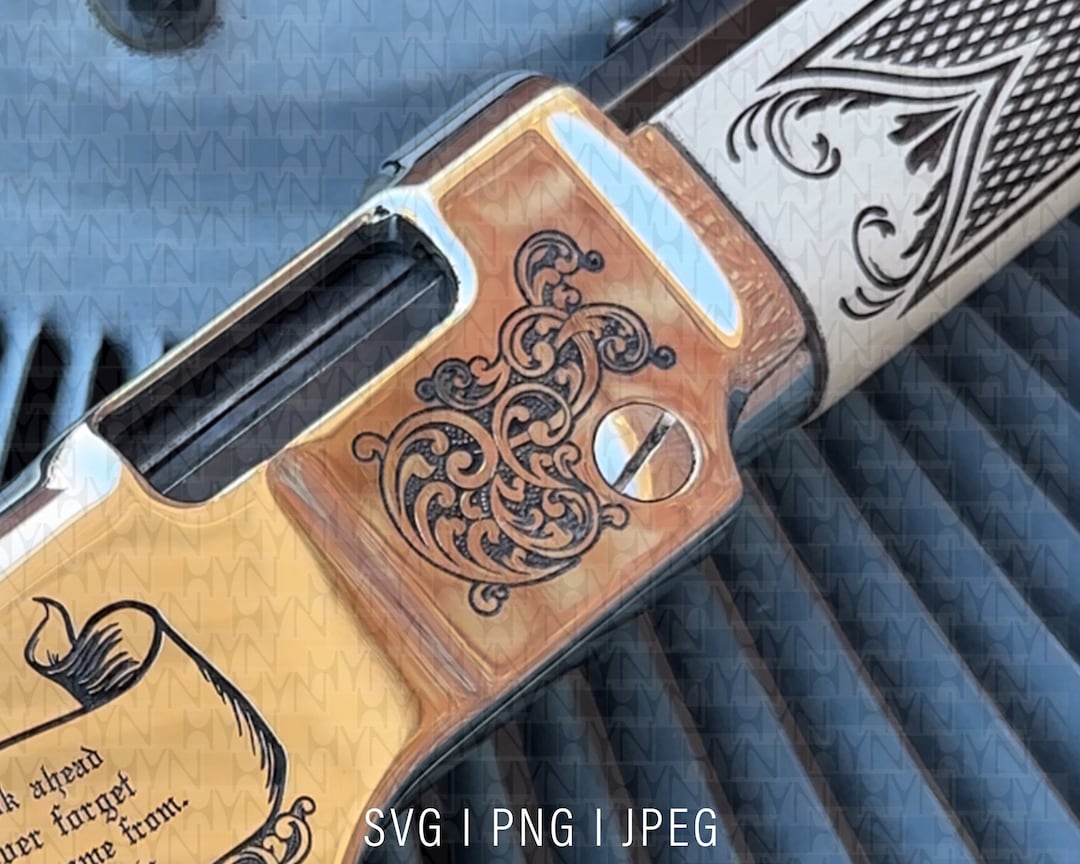 Henry Rifle Floral Scroll Engraving File: Blank Banner (SVG, PNG, JPG ...