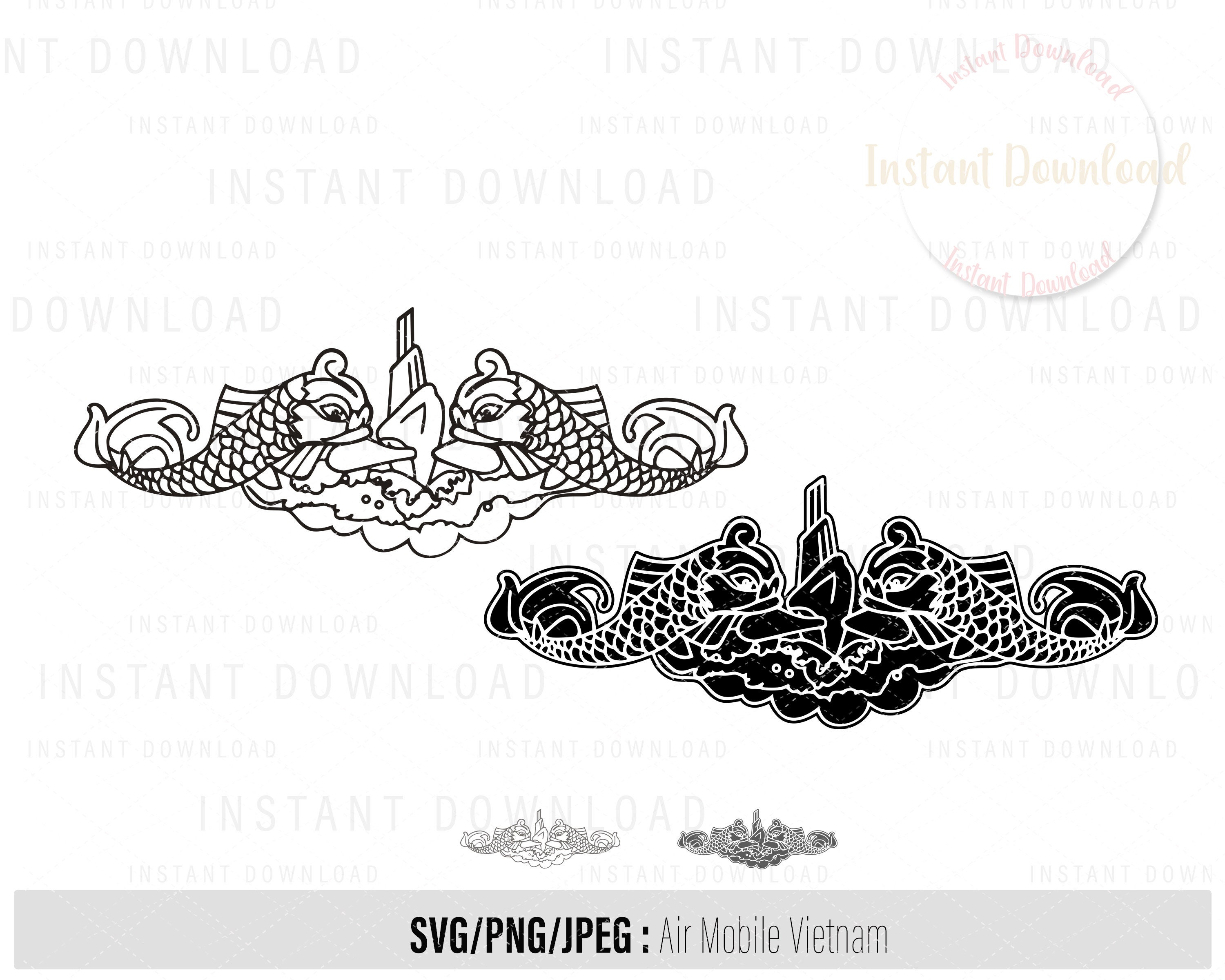 Submarine Warfare Insignia: Navy SVG PNG JPG (digital File) - Etsy