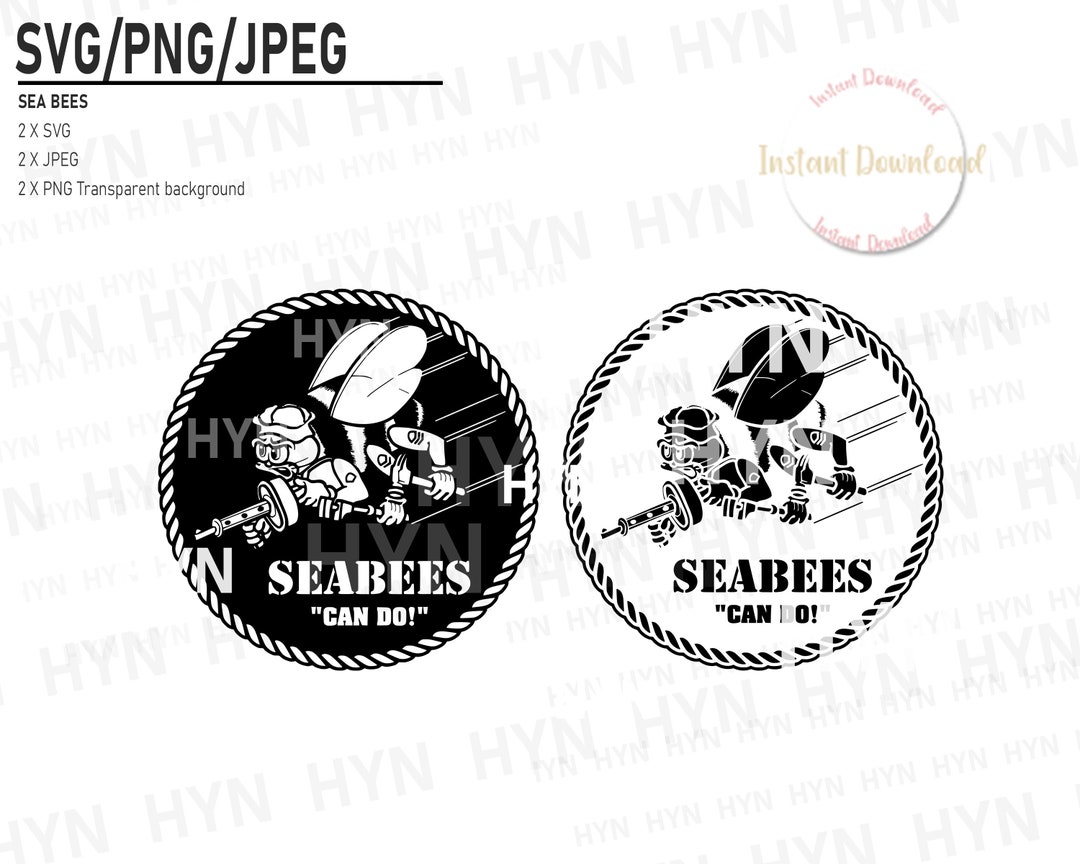 US Navy Seabees Insignia/sea Bees Logo/sea Beas Can Do/navy/ Digital ...