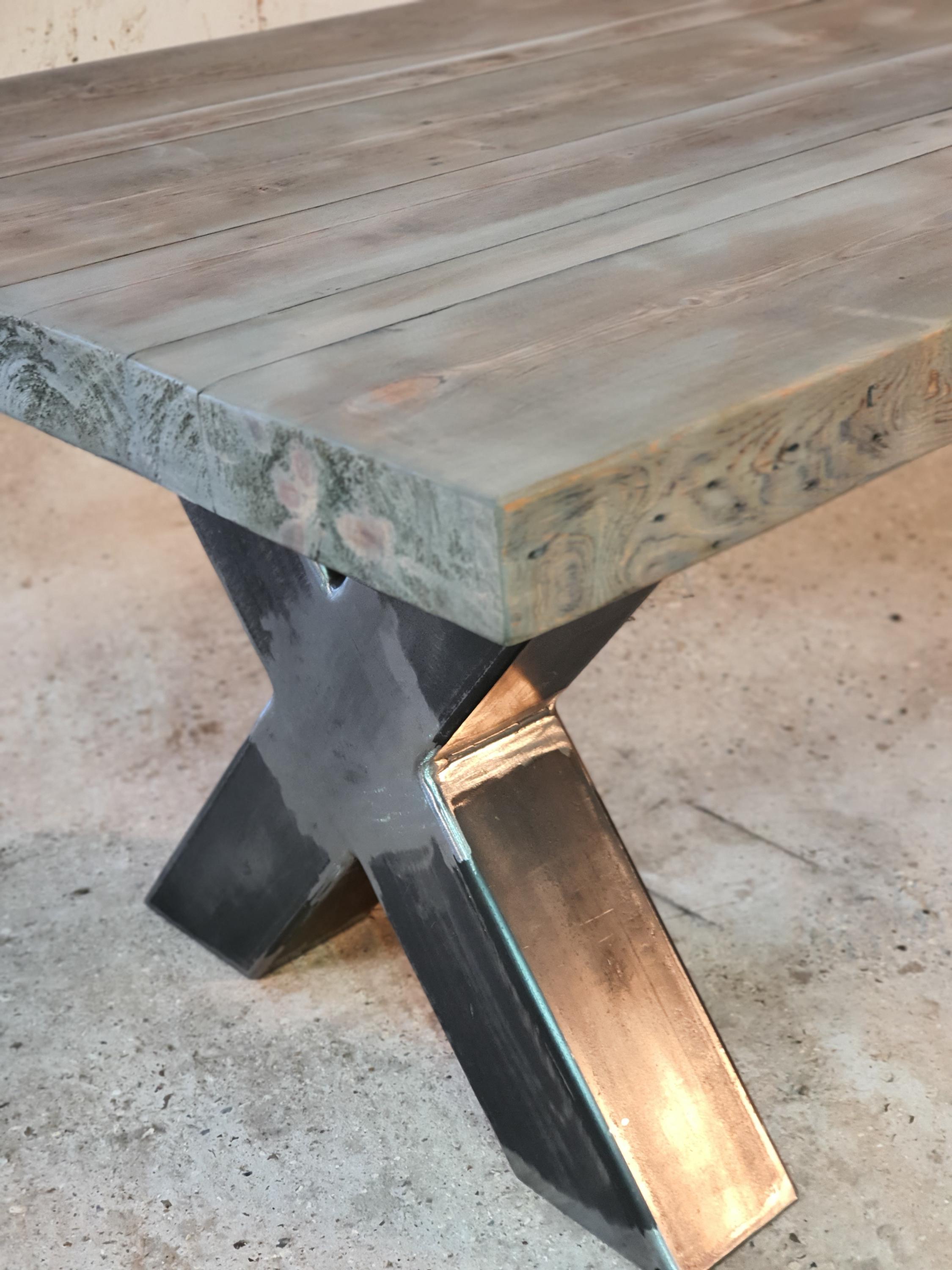 X Frame Reclaimed Timber Dining Table - Etsy UK