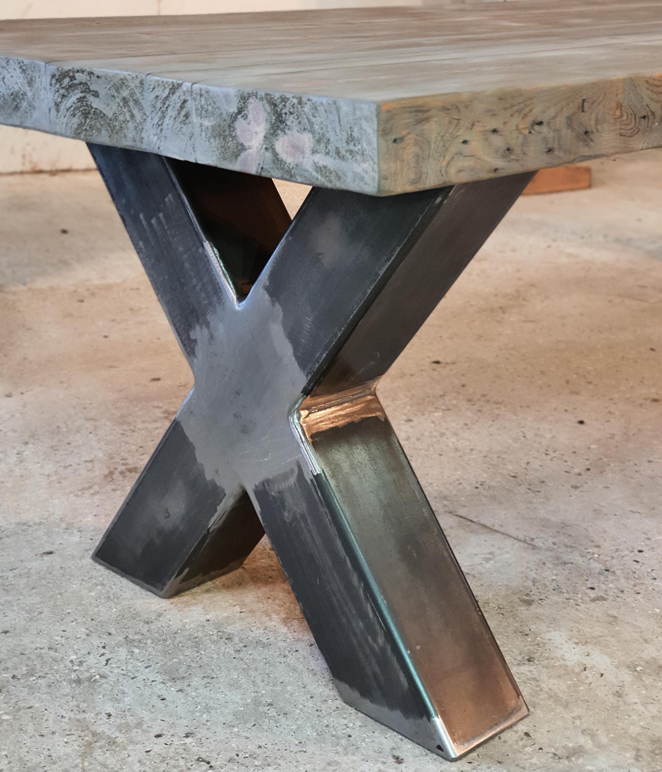 X Frame Reclaimed Timber Dining Table - Etsy UK