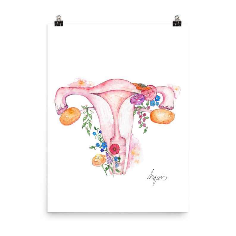 Medical Anatomy Art Stunning Watercolour Flower Uterus Print Etsy