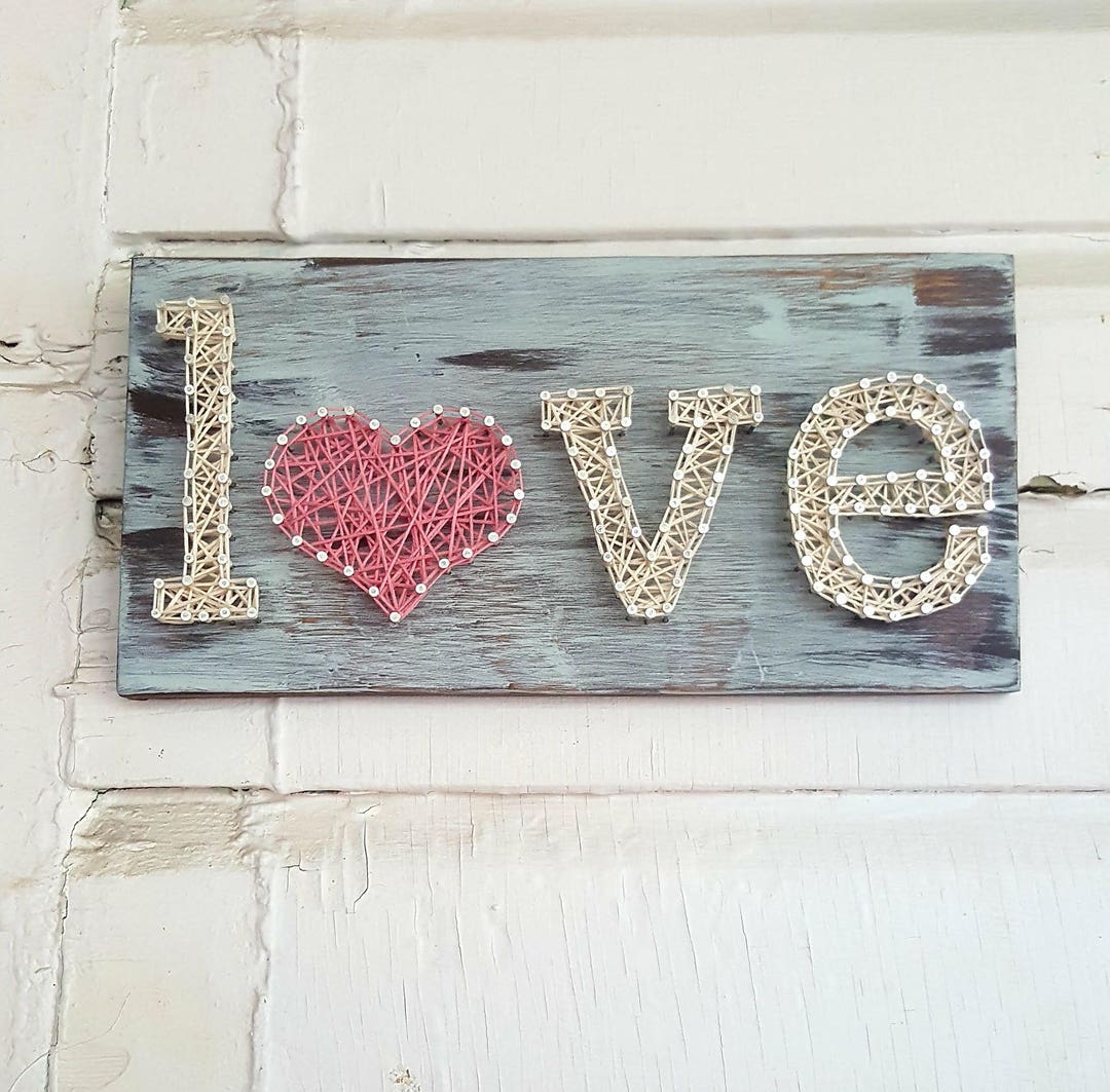 Love String Art Love Sign Love Home Decor Love String and Nail Art ...