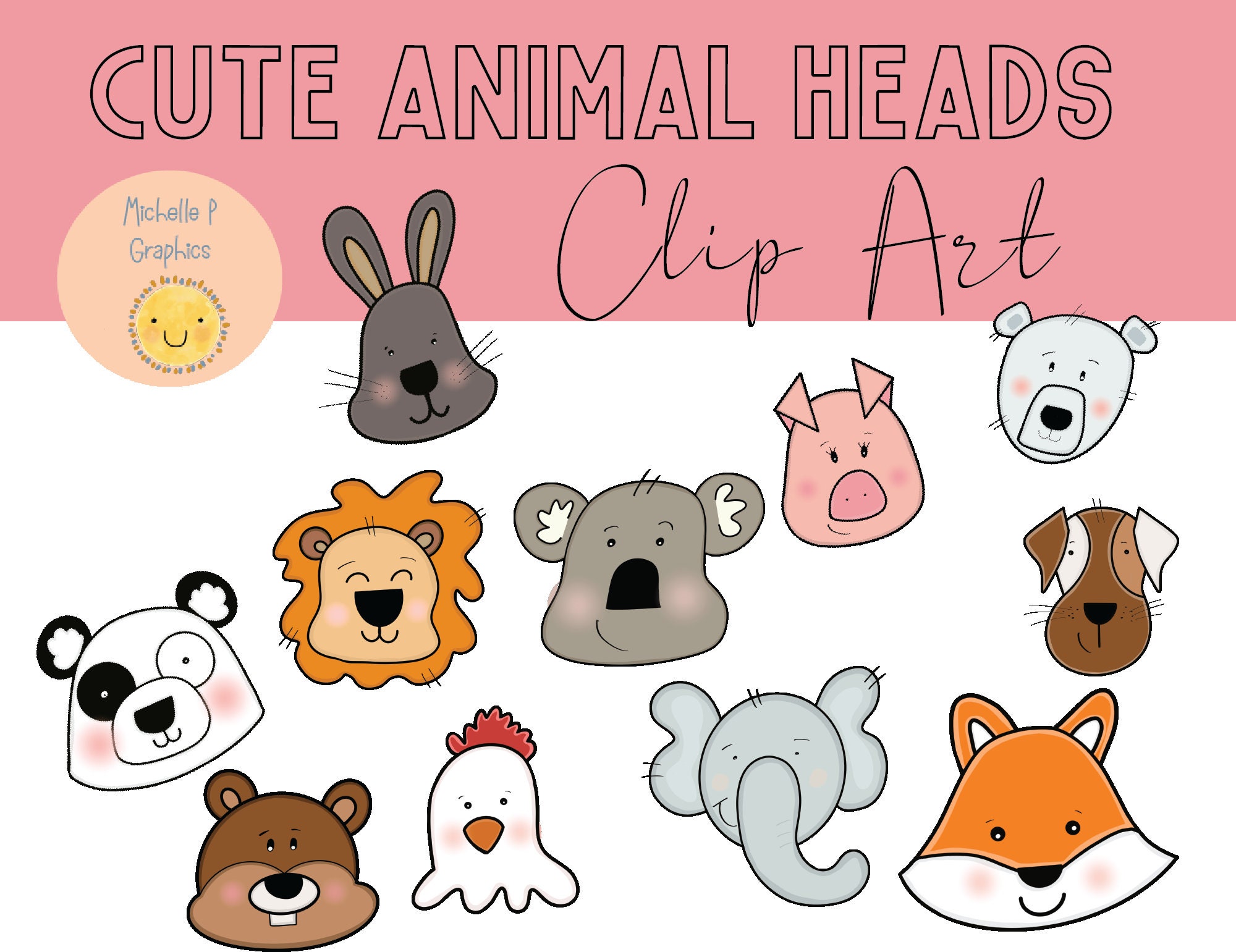 Cute Animal Head Clip Art Animal Head Clip Art Animal Clipart Cute Clip ...