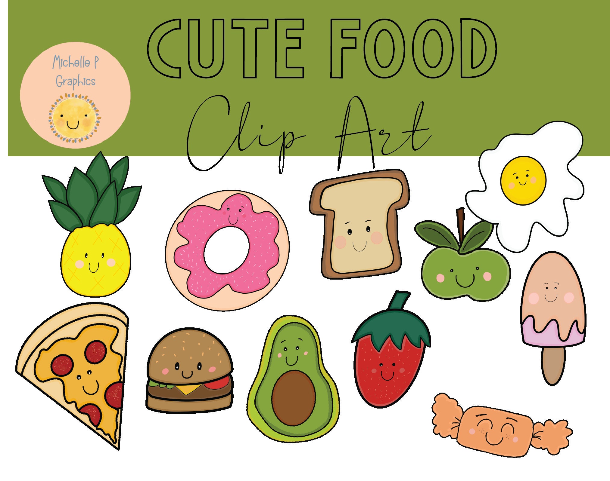 Cute Food Clip Art | Kawaii Clip Art | Kawaii Food Clip Art | Cute ...