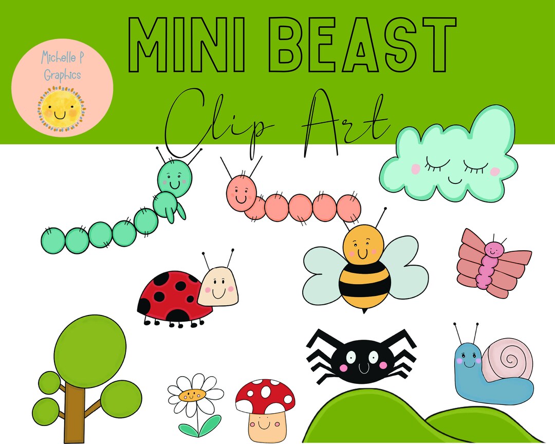 Mini Beast Clip Art | Spring Clip Art | Cute Clip Art - Etsy