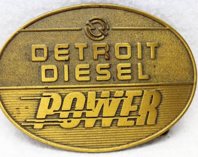 Vintage Belt Buckle Detroit Diesel POWER Copper Color Oval Solid Metal ...