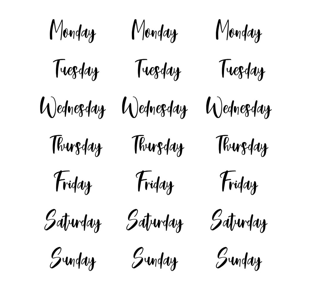 Days of the Week Stickers, Weekday Decals, Planner Stickers, Chalkboard ...