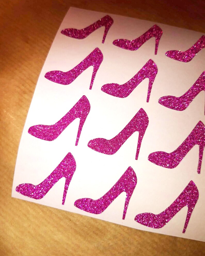20 High Heel Stickers, Wedding Invitation Seals, Glitter Bridal Shower ...